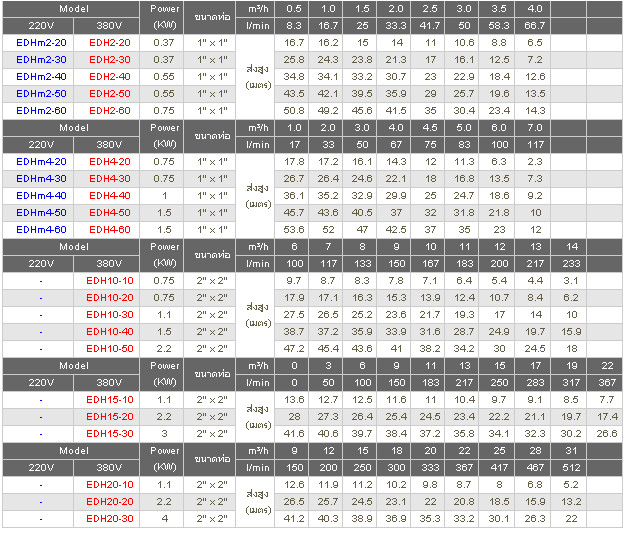 ปั๊มหอยโข่งแนวนอนหลายใบพัด Leo Pump EDHm EDH ปั๊มน้ำ